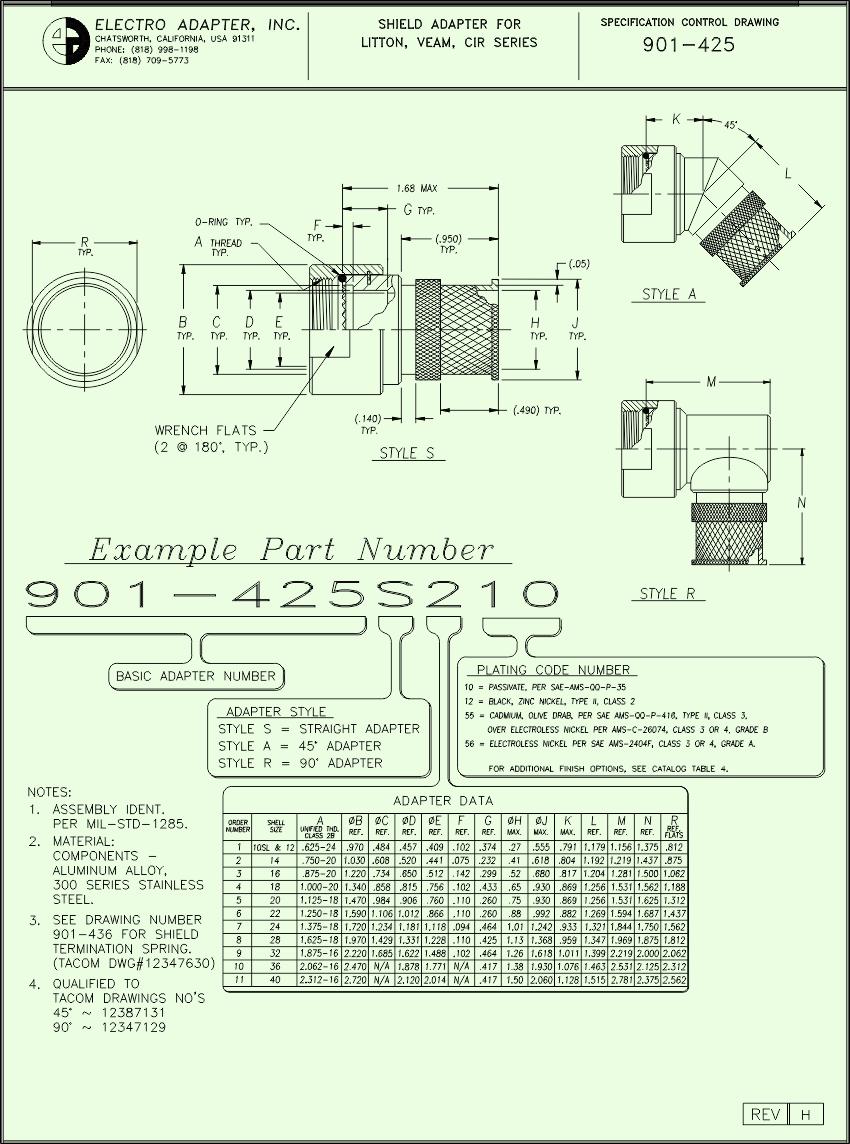 Electro Adapter 901-425: Backshell Adapters, Banded Terminations, D ...