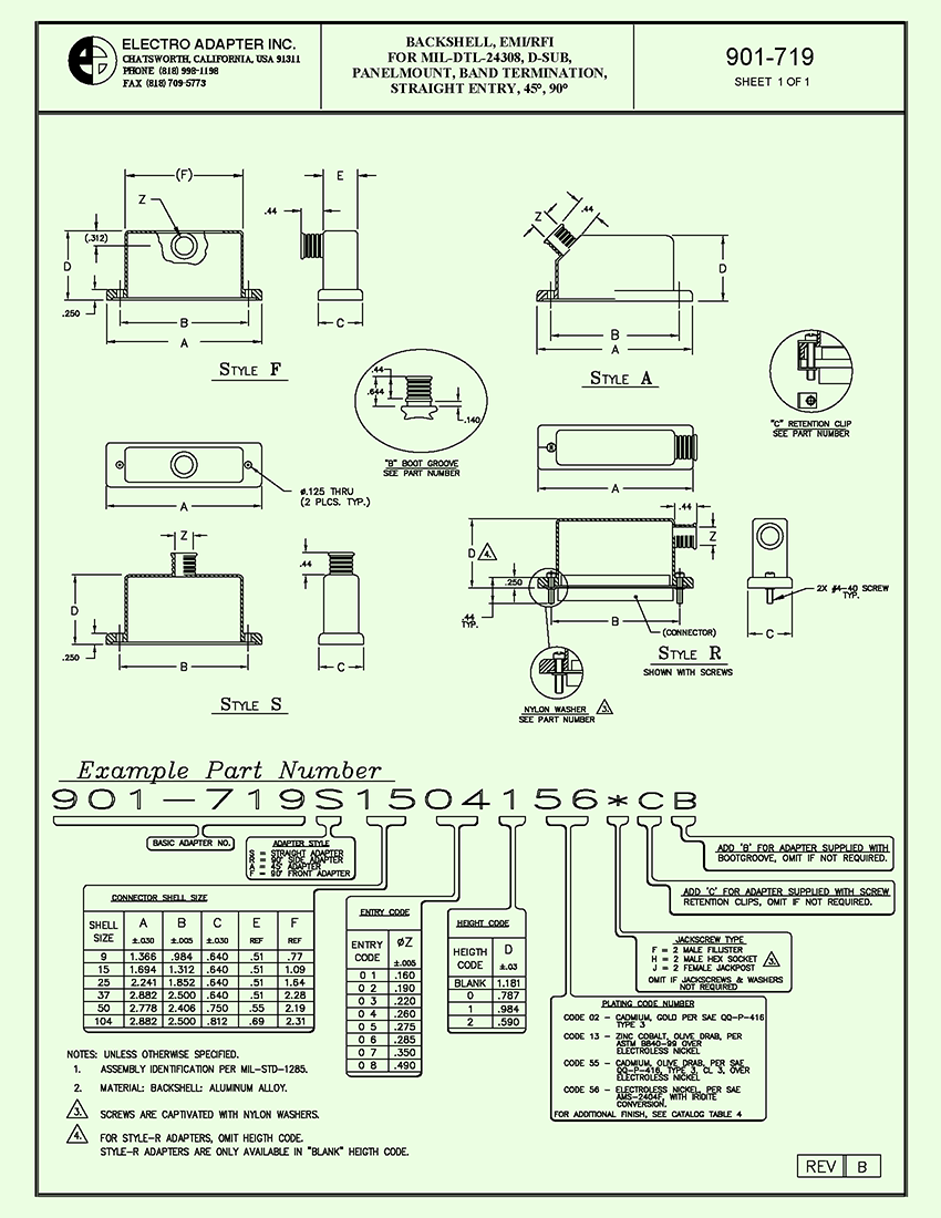 Electro Adapter 901-719 Rev B, Backshell Adapters, Banded Terminations ...