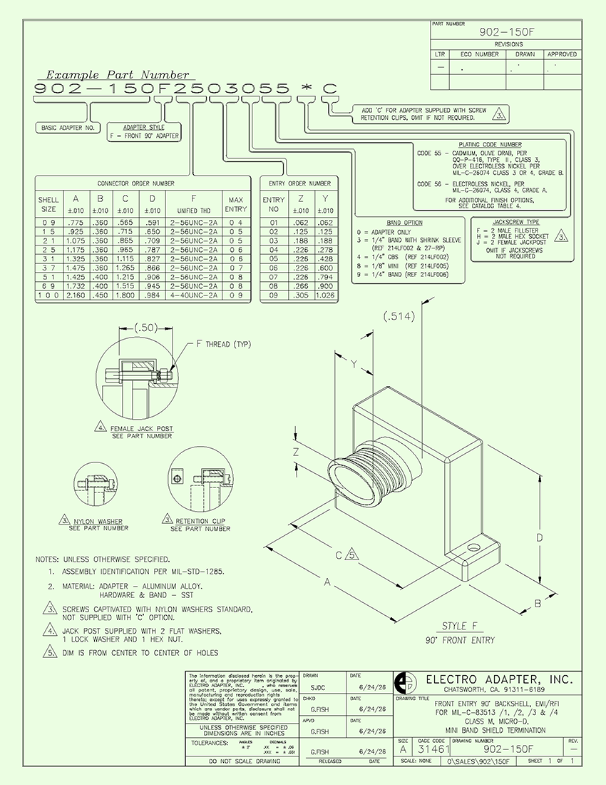 Electro Adapter: 902-150F, 901-344, 3140, Micro D Rectangular ...
