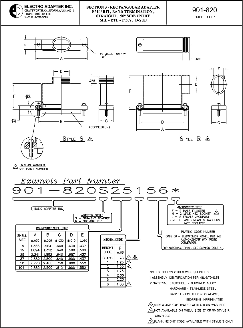 Electro Adapter 901-748, Backshell Adapters, Banded Terminations, D ...