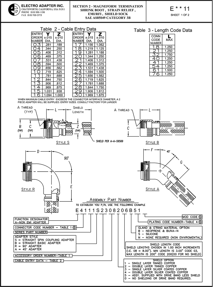 Electro Adapter EXX11: Backshell Adapters, Banded Terminations, D ...