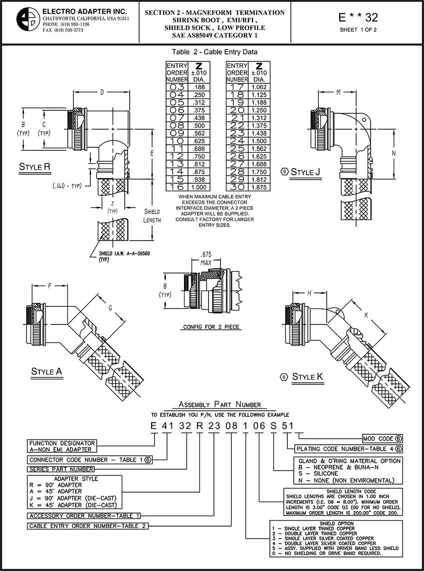 Electro Adapter EXX32: Backshell Adapters, Banded Terminations, D ...